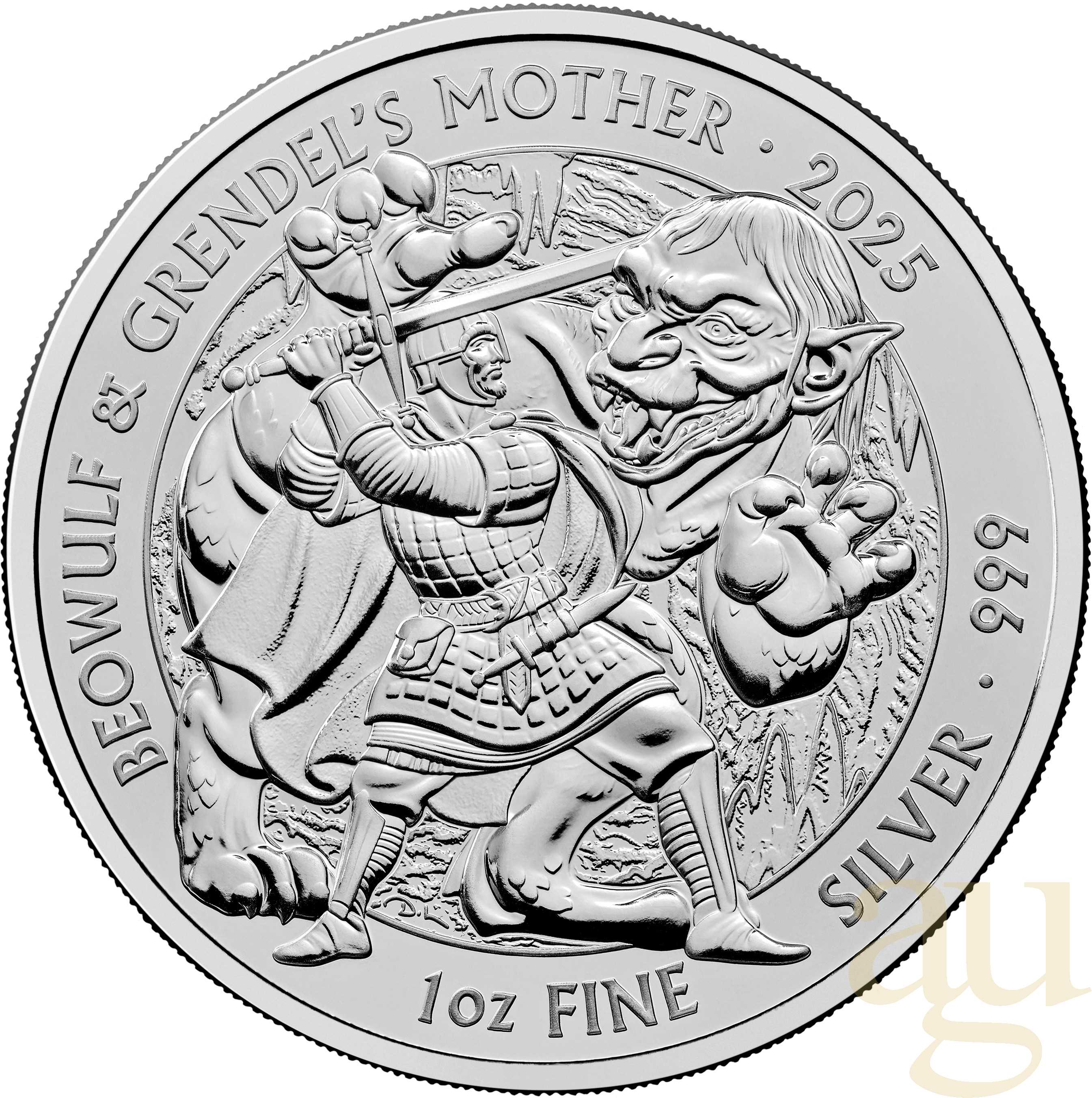 1 Unze Silbermünze Myths and Legends - Beowulf and Grendel's Mother 2025